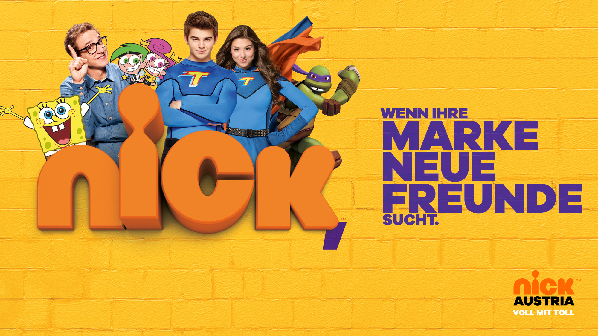 Design Neu-Anstrich auf Nick Austria. Wenn Ihre Marke neue Freunde sucht.