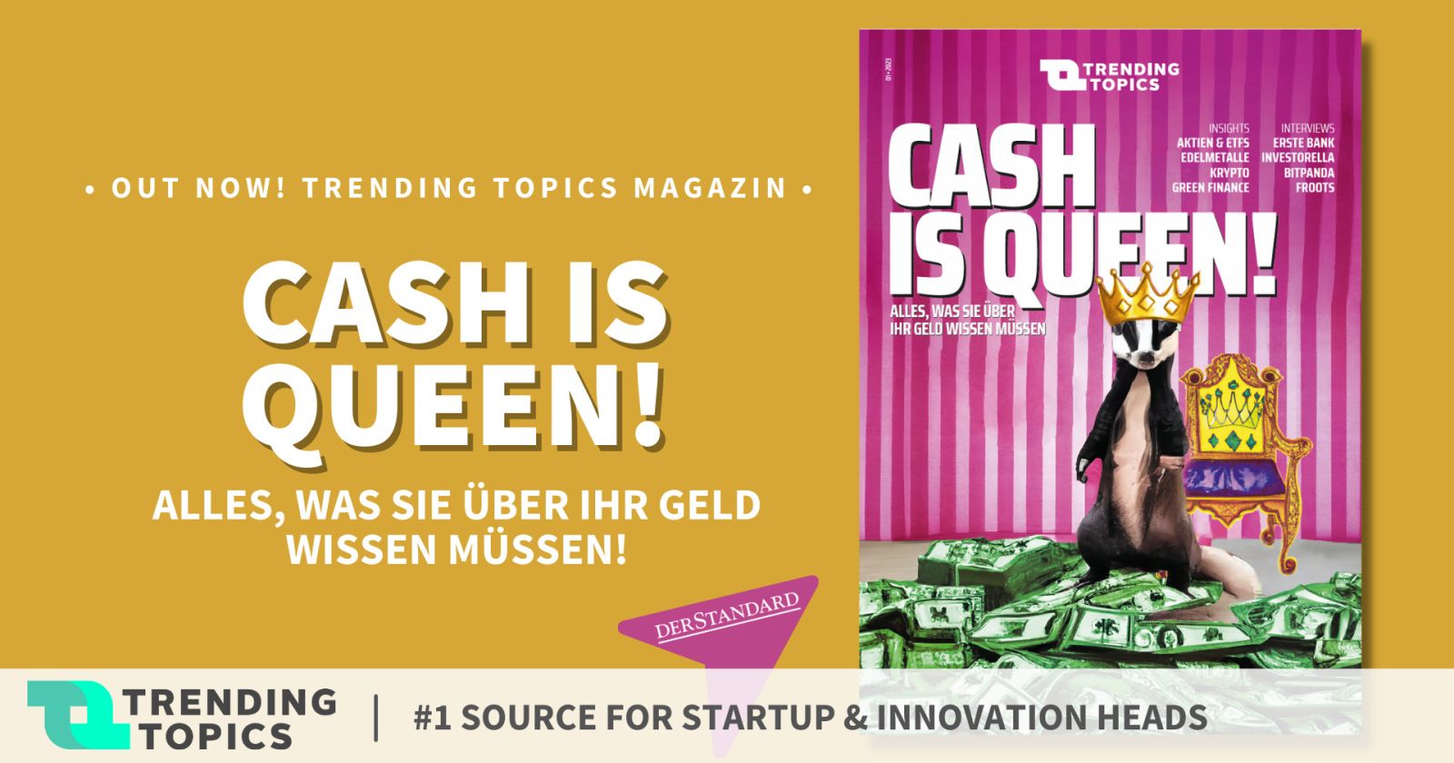 Cash is Queen: Trending Topics launcht Magazin mit Finanz-Schwerpunkt